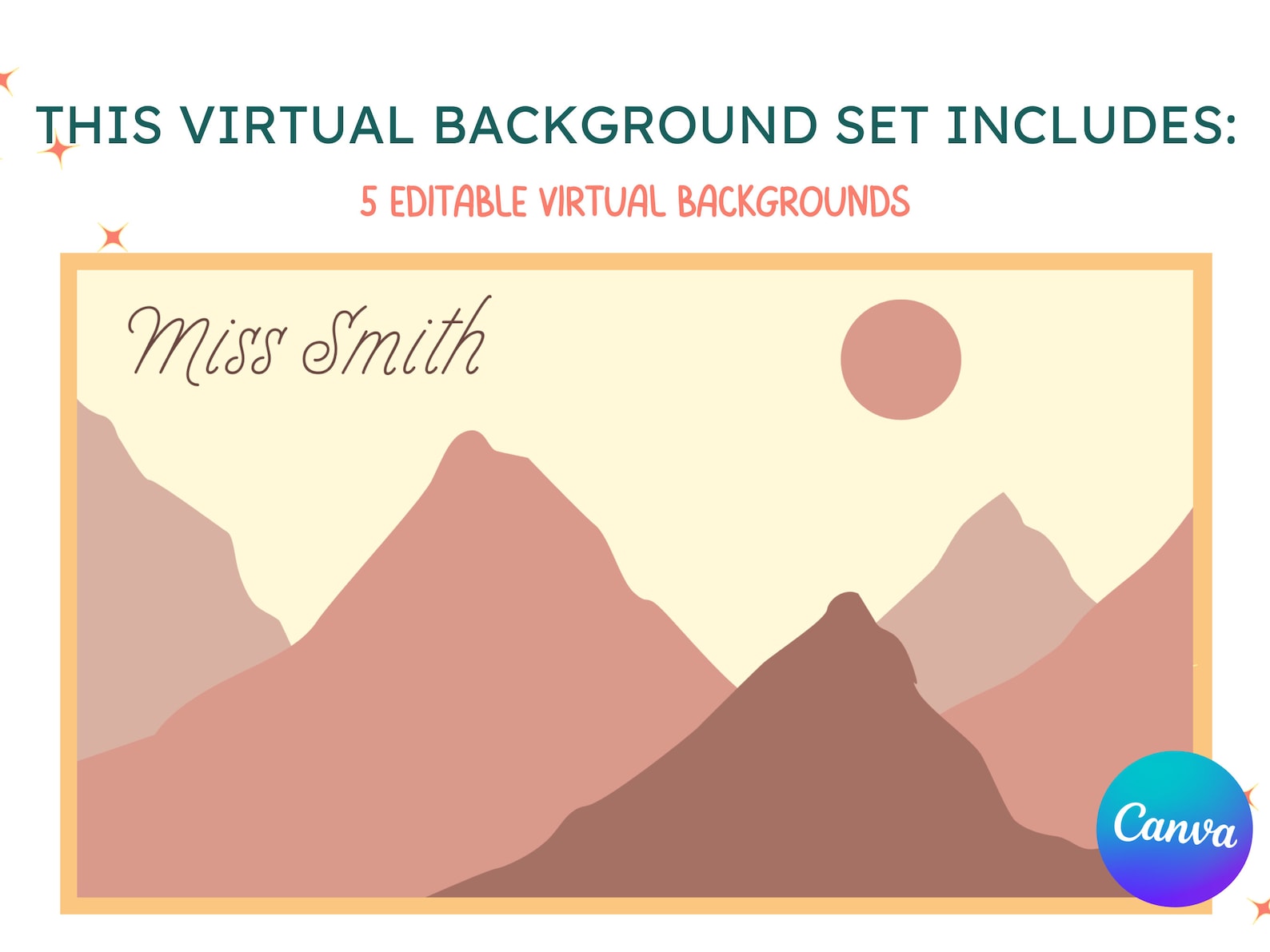 Boho Virtual Teaching Background, Online Teaching Backdrop, ESL ...