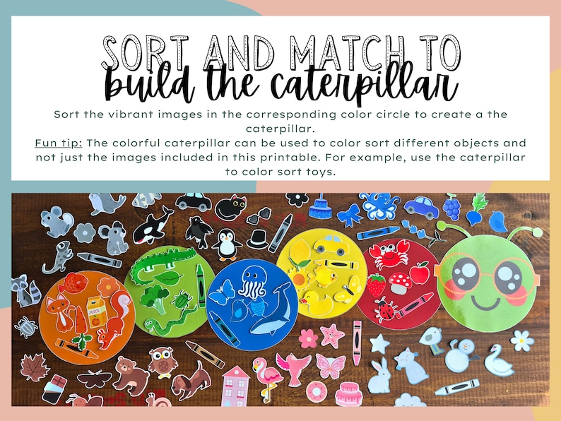 Caterpillar Color Sorting & Matching Activity: Build a Rainbow ...