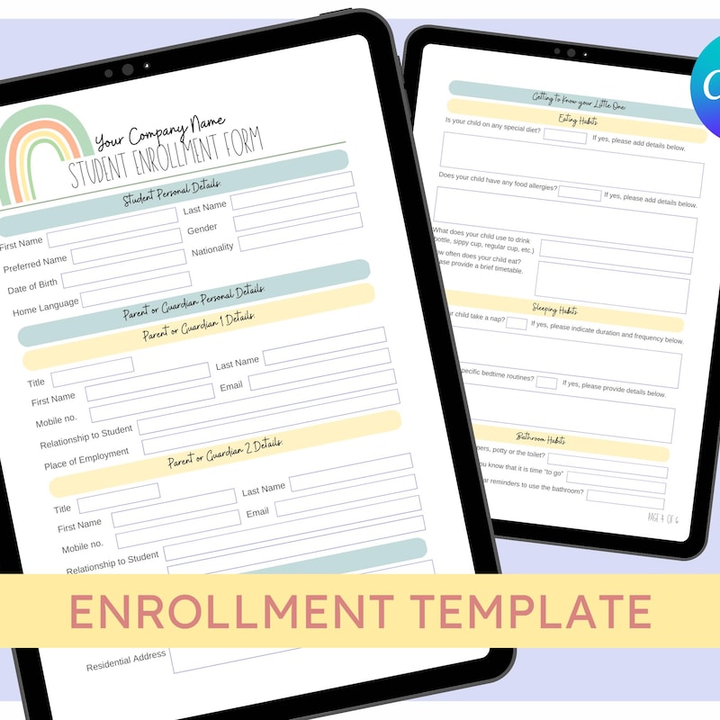 Class Enrollment Template - Etsy