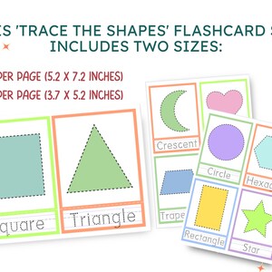Shapes Tracing Flash Cards for Preschool and Toddlers, Printable Shape ...