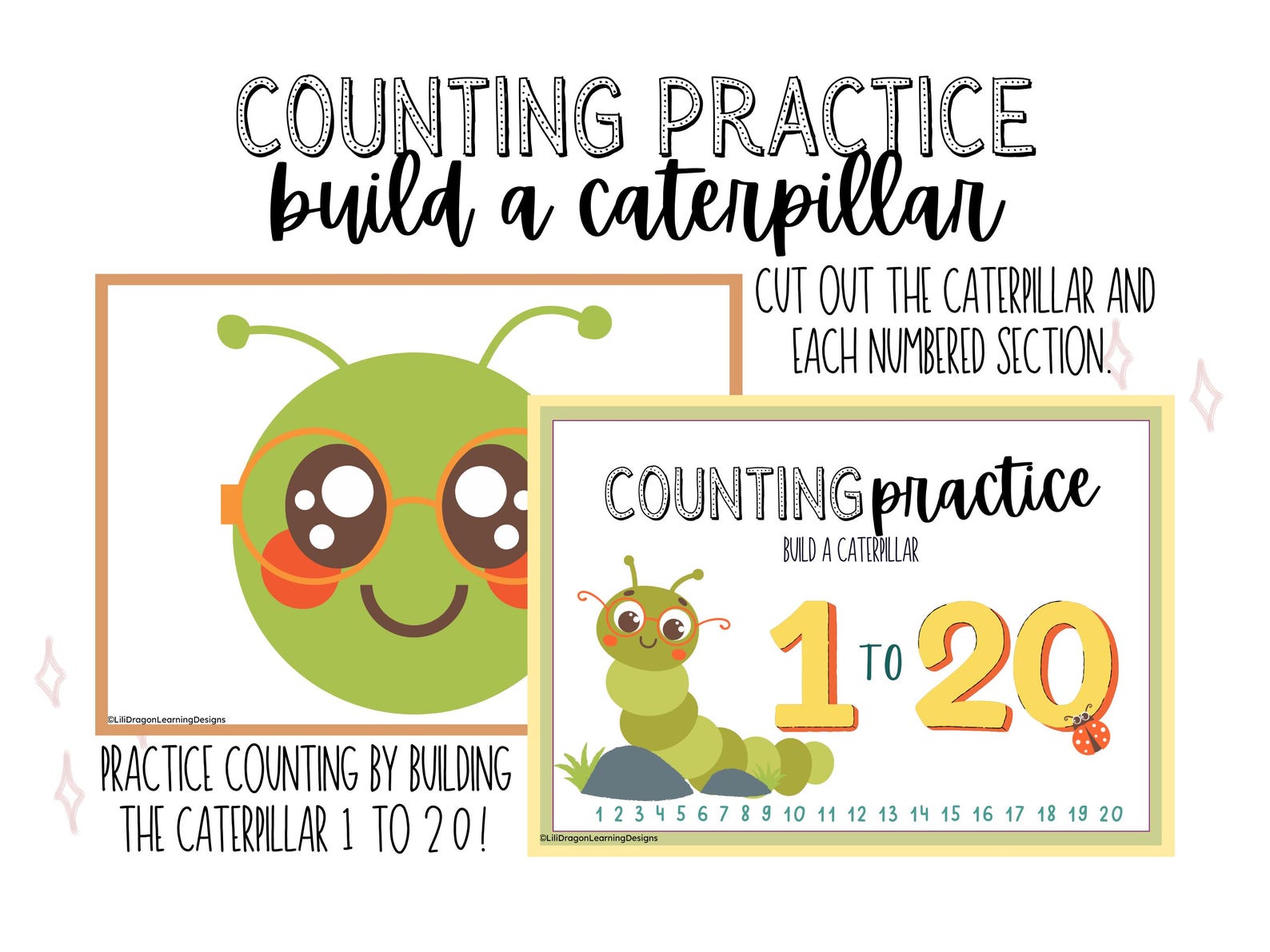 Counting Practice 1-20 Build A Caterpillar Learn to Count Activity for ...
