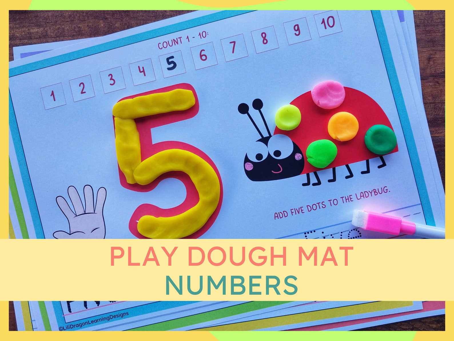 Number Play Dough Mats: Letter Tracing and Counting Practice Activity ...
