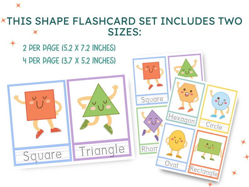 Shapes Flashcards Montessori Flashcards Printable Shape - Etsy