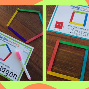 Shapes Popsicle Sticks Activity | Fine Motor Skills | Shape Activities ...