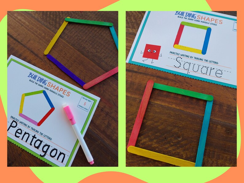 Shapes Popsicle Sticks Activity | Fine Motor Skills | Shape Activities ...