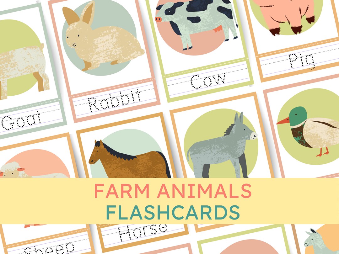 Printable Farm Animals Flashcards | Montessori Flash Cards | Letter ...