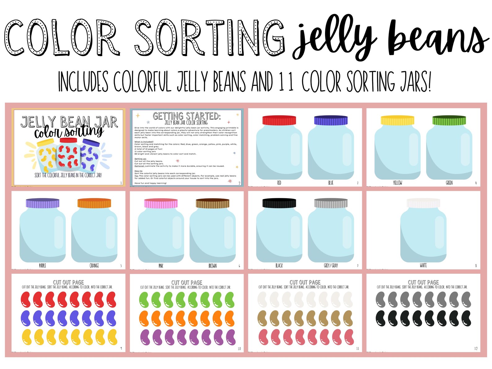 Jelly Bean Color Sorting Activity: Preschool Printable (PDF Download ...