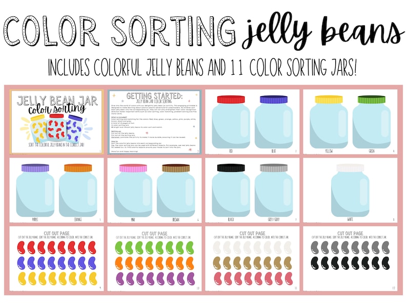 Jelly Bean Color Sorting Activity: Preschool Printable (PDF Download ...