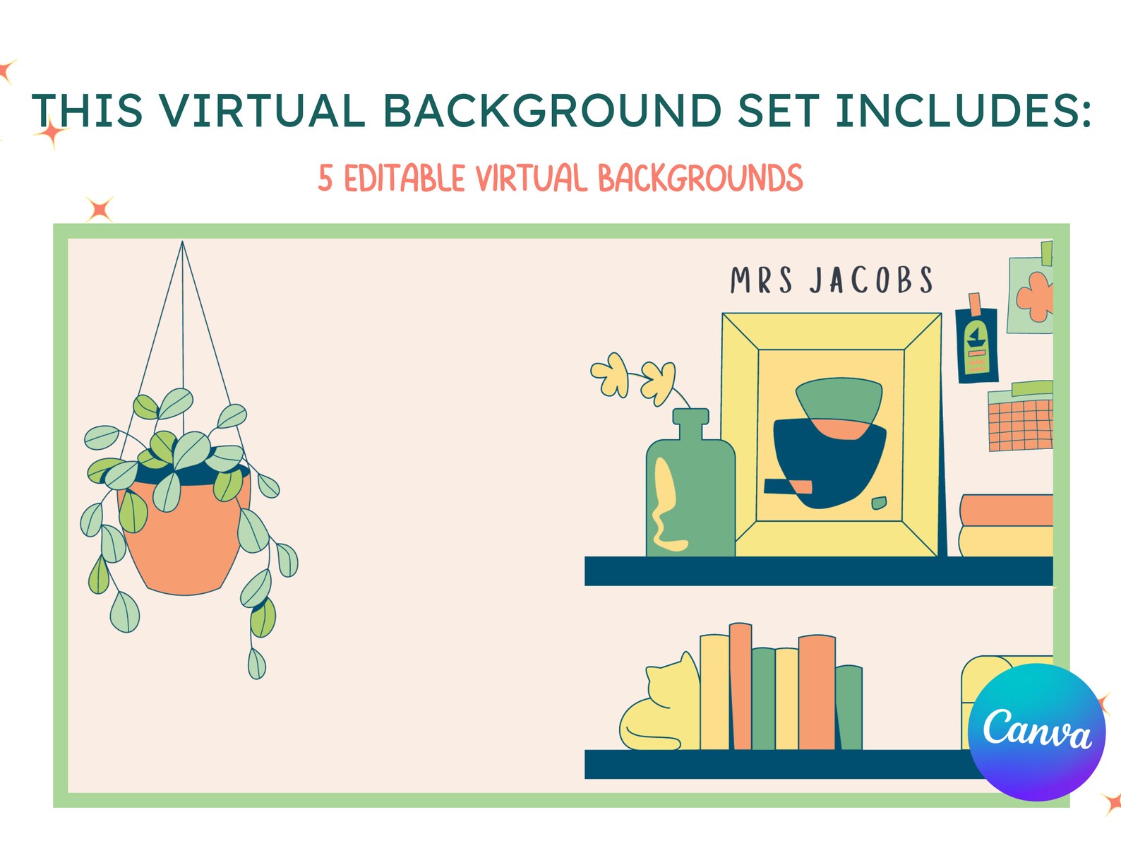 Virtual Teaching Background, Editable Zoom Backgrounds for Teachers ...