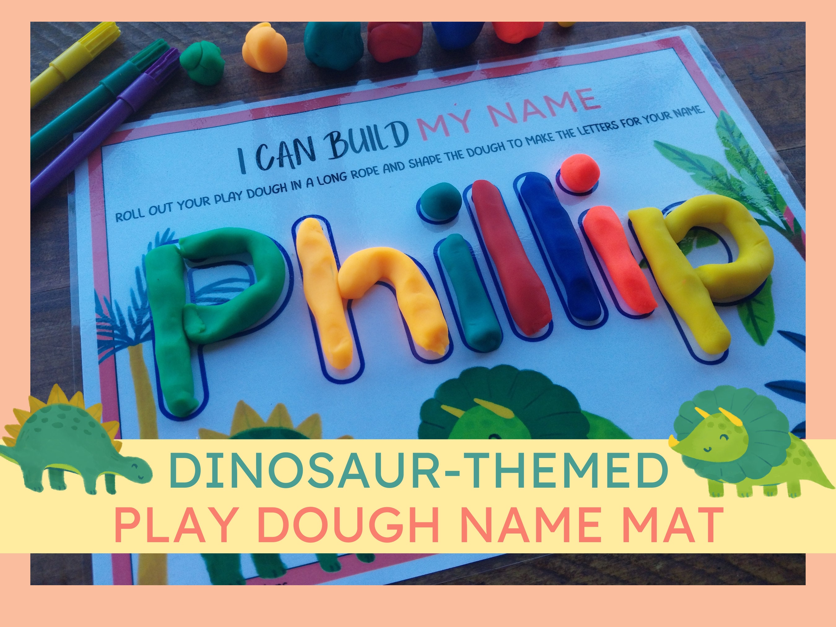 Custom Name Play Dough Mat Printable Play Dough Mat Name Writing ...