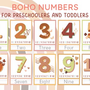 Boho Number Flashcards for Toddlers| 0-10 Number Flash Cards ...