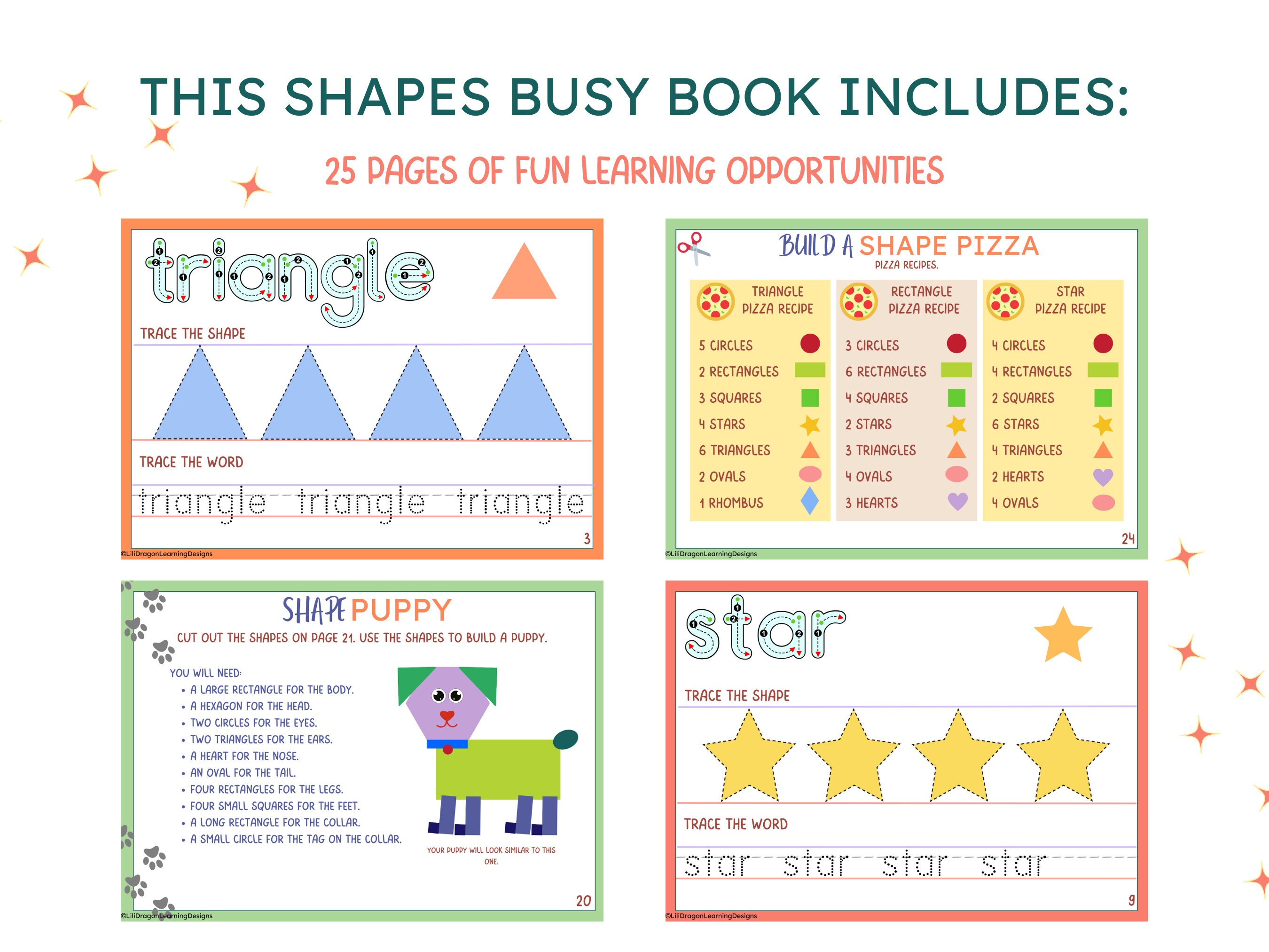 Shapes Printable Busy Book Shapes Learning Binder for Toddlers Shape ...