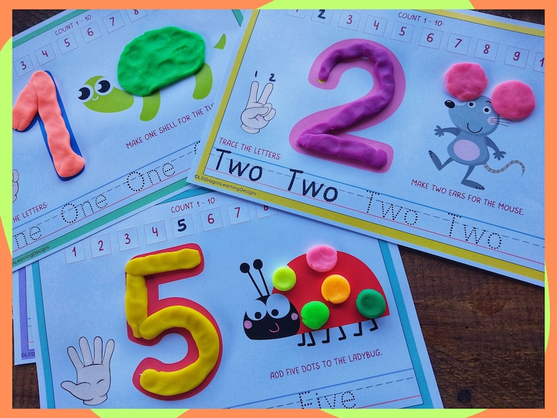 Numbers Play Dough Mats Preschool Printables Letter Tracing - Etsy