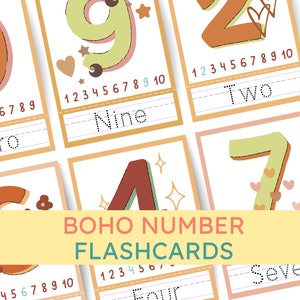 Boho Number Flashcards for Toddlers| 0-10 Number Flash Cards ...