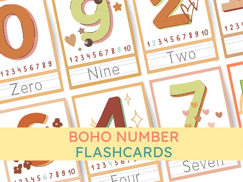 Boho Number Flashcards for Toddlers| 0-10 Number Flash Cards ...