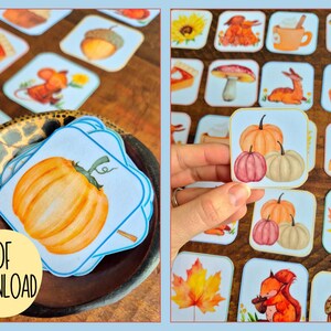 Printable Fall Memory & Matching Pairs Game for Learning Seasons ...
