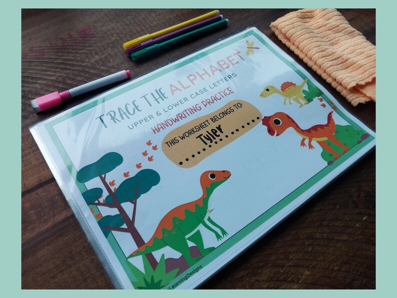 Dinosaur Alphabet Tracing Worksheet: ABC Handwriting Practice (digital ...
