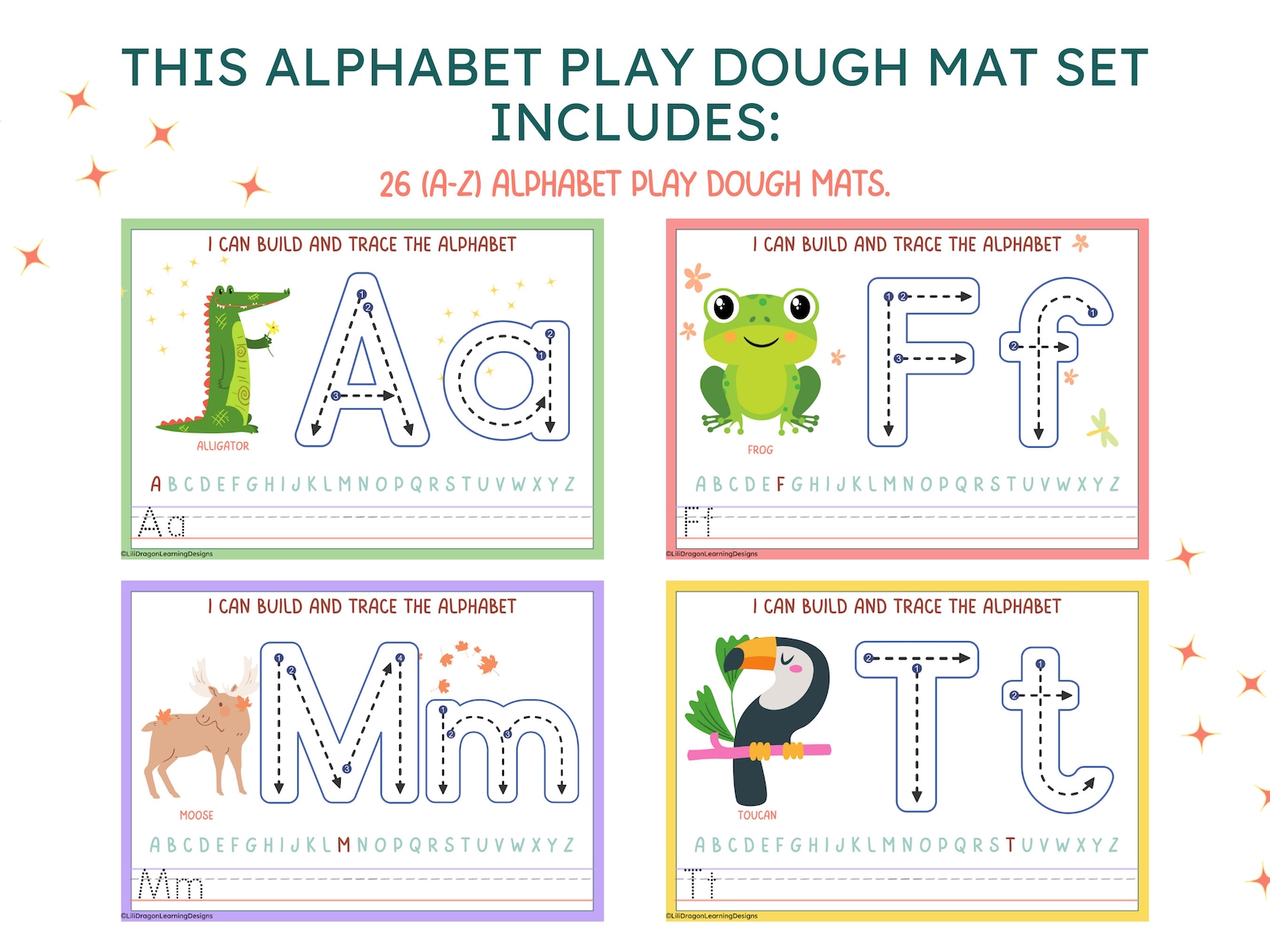 Alphabet Play Dough and Tracing Mats | Printable Play Dough Activity ...