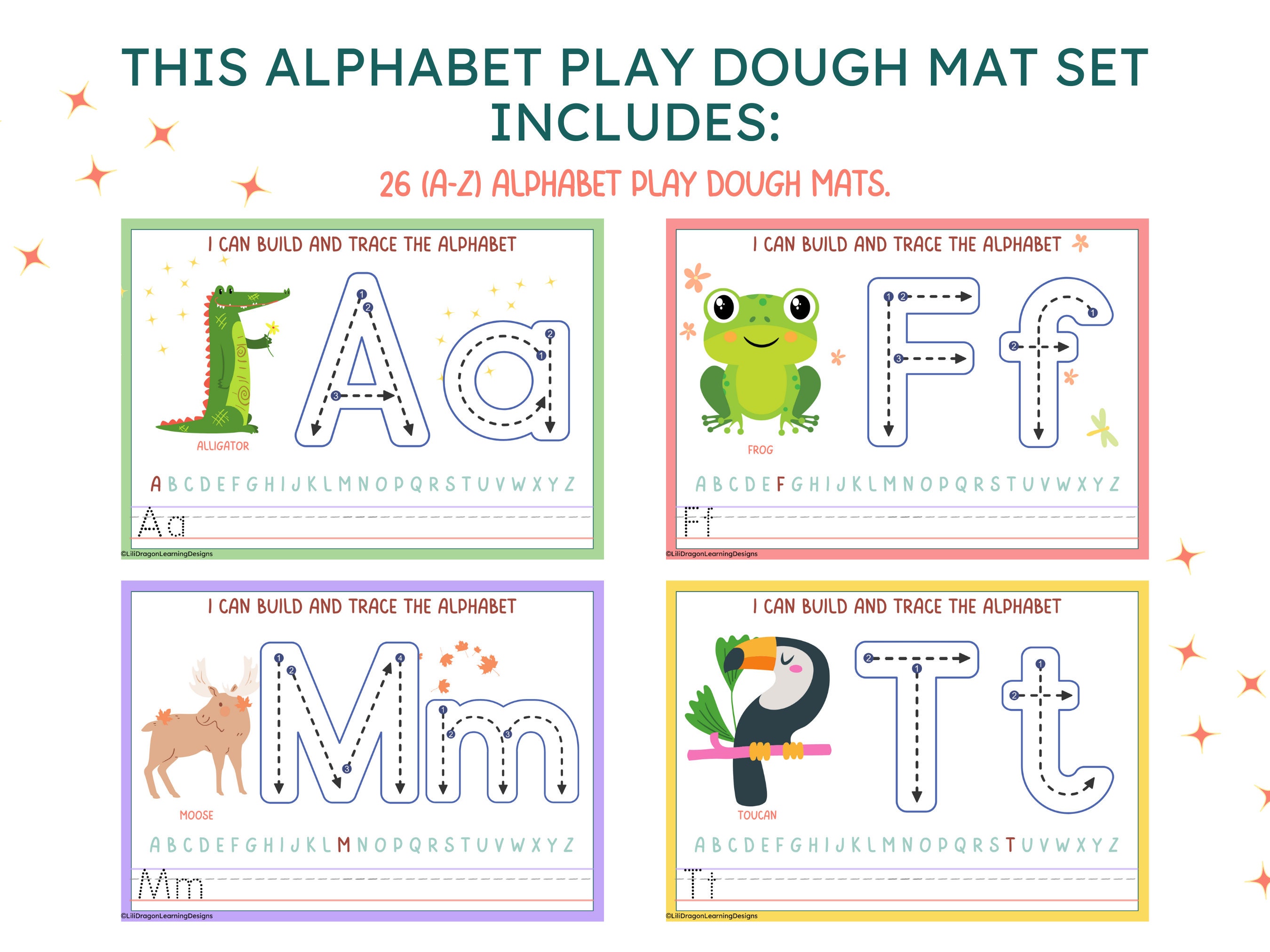 Alphabet Play Dough and Tracing Mats | Printable Play Dough Activity ...