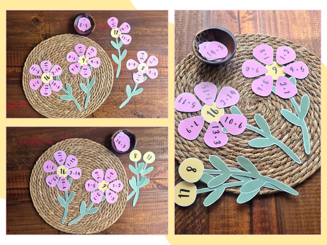 Flower Addition Math Game: Kindergarten Spring Activity and Craft ...