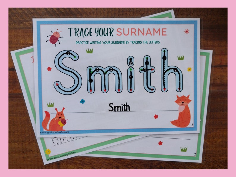 Custom Name Tracing and Writing Practice Dry Erase Name Mat - Etsy