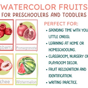 Printable Watercolor Fruit Flash Cards for Toddlers and Preschoolers ...