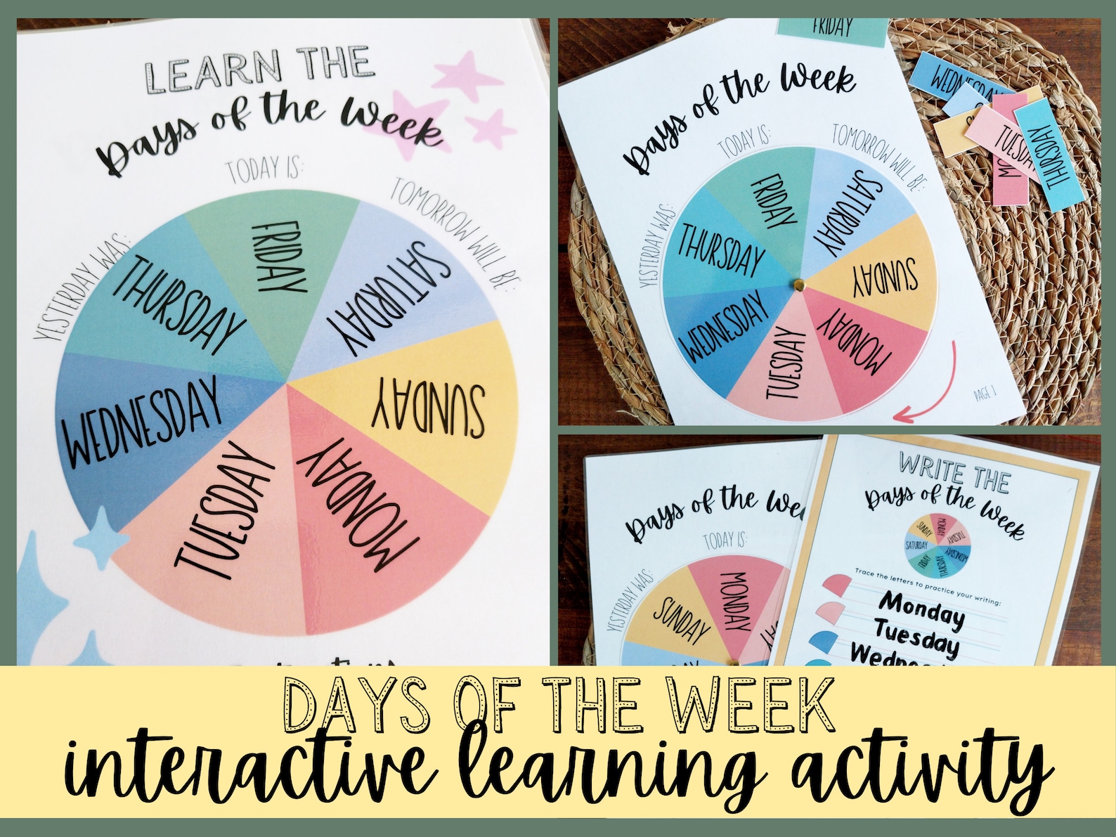 Days of the Week Wheel Printable for Preschool & Homeschool, Monday ...