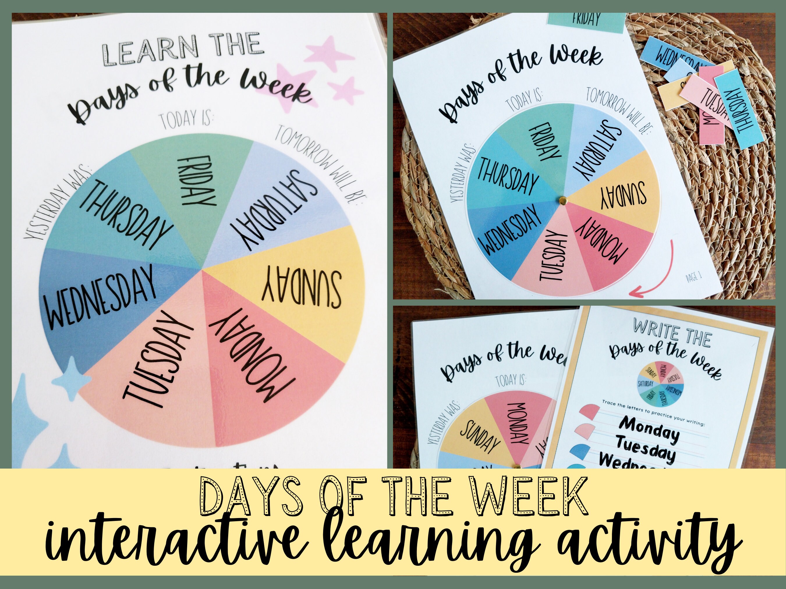Days of the Week Wheel Printable for Preschool & Homeschool, Monday ...