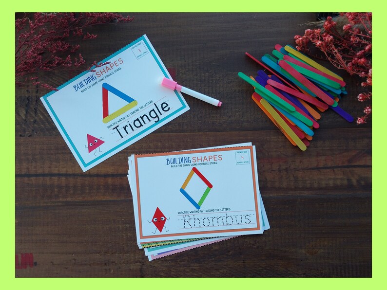 Shapes Popsicle Sticks Activity: Fine Motor Skills Worksheet (digital ...