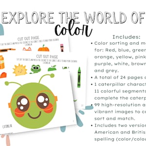Caterpillar Color Sorting & Matching Activity: Build a Rainbow ...