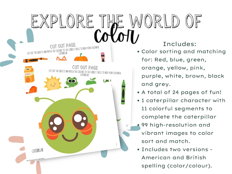 Caterpillar Color Sorting & Matching Activity: Build a Rainbow ...