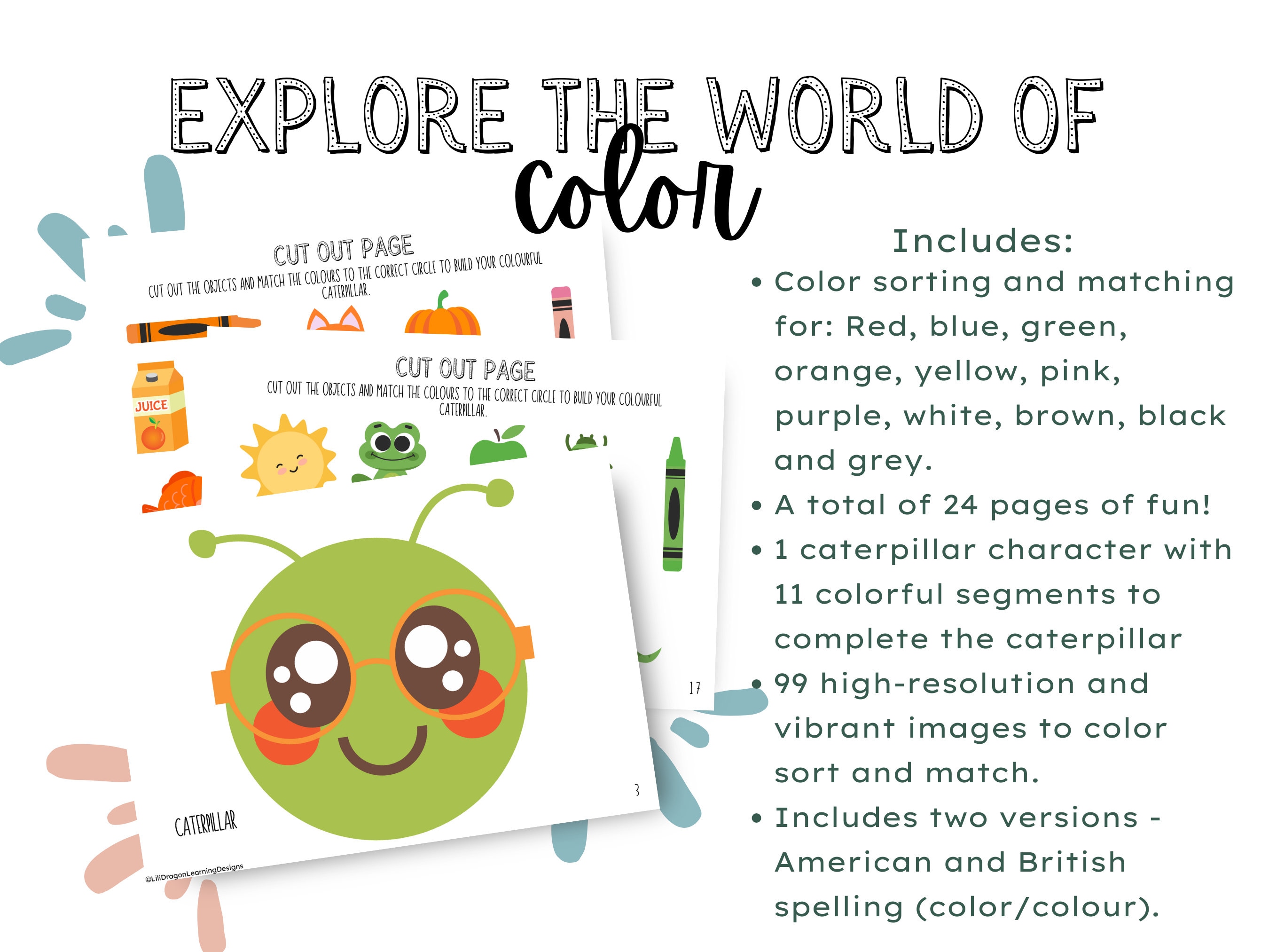 Caterpillar Color Sorting & Matching Activity: Build a Rainbow ...