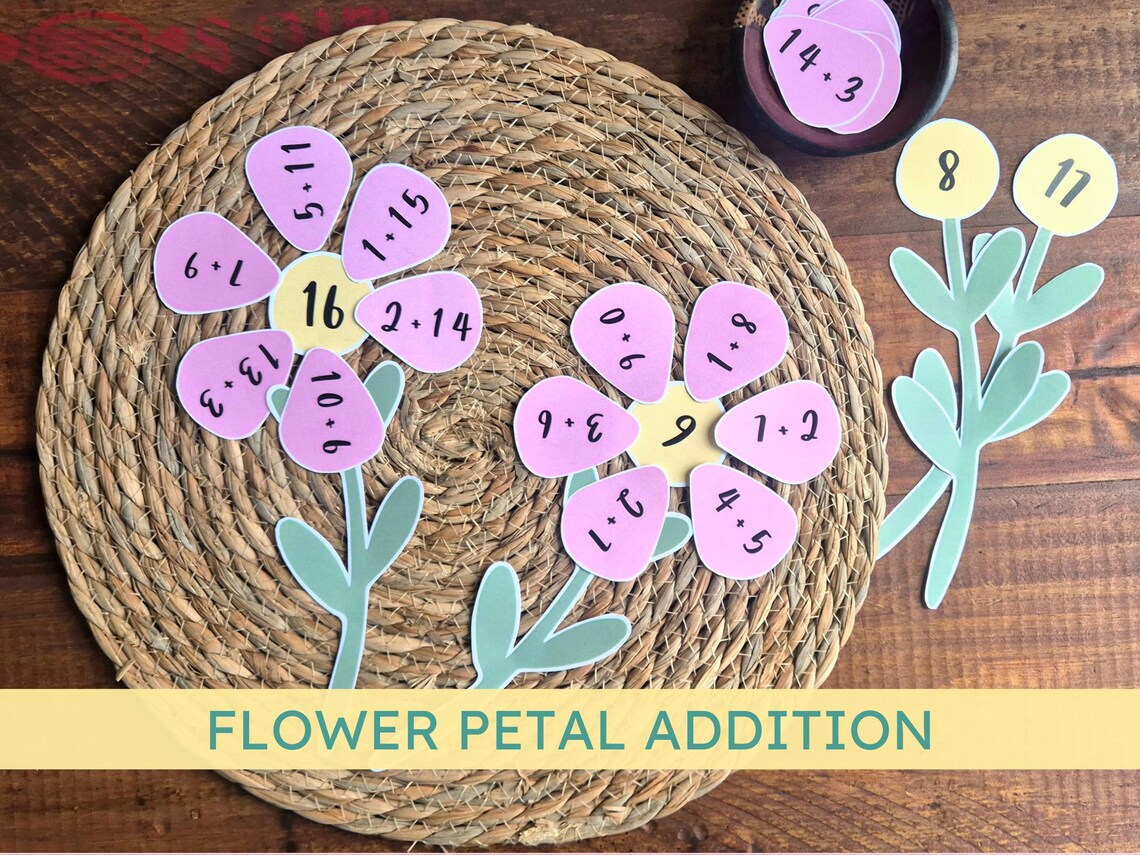 Flower Addition Math Game: Kindergarten Spring Activity and Craft ...