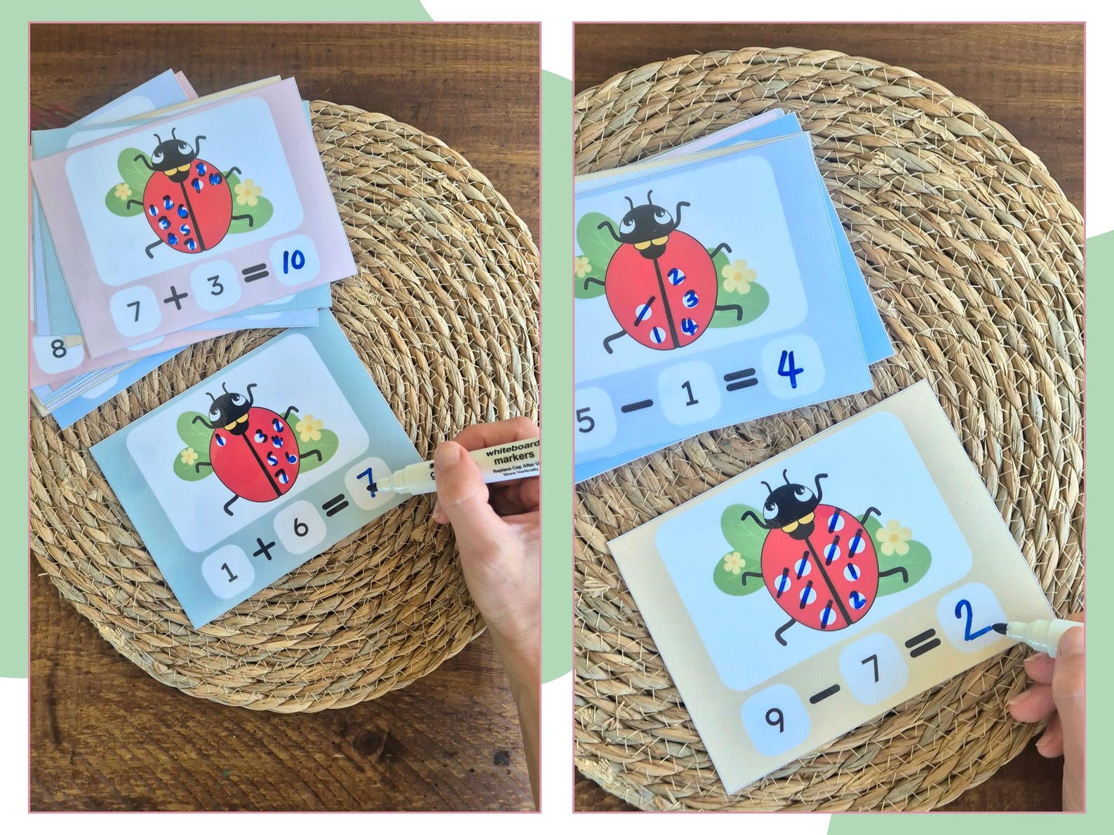 Addition & Subtraction Task Cards: Ladybug Math Center Activity for ...