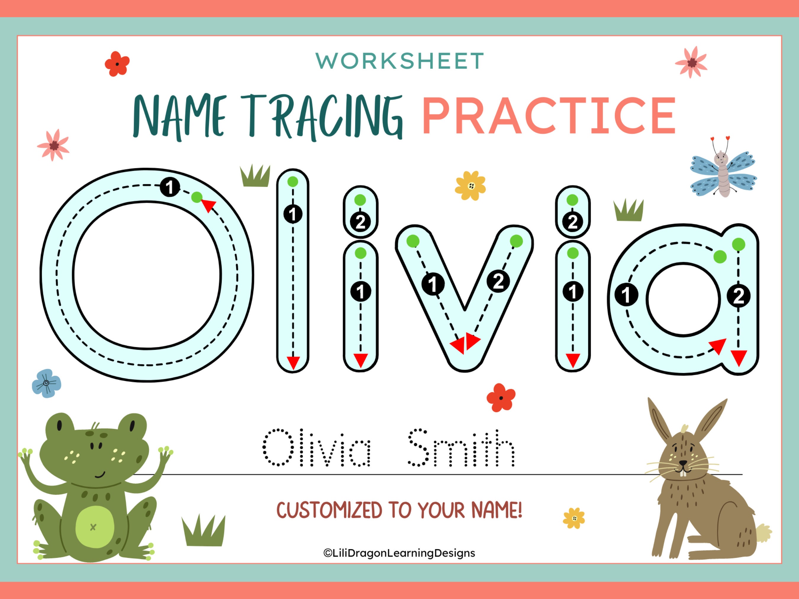 Custom Name Tracing and Writing Practice | Dry Erase Name Mat or Board ...