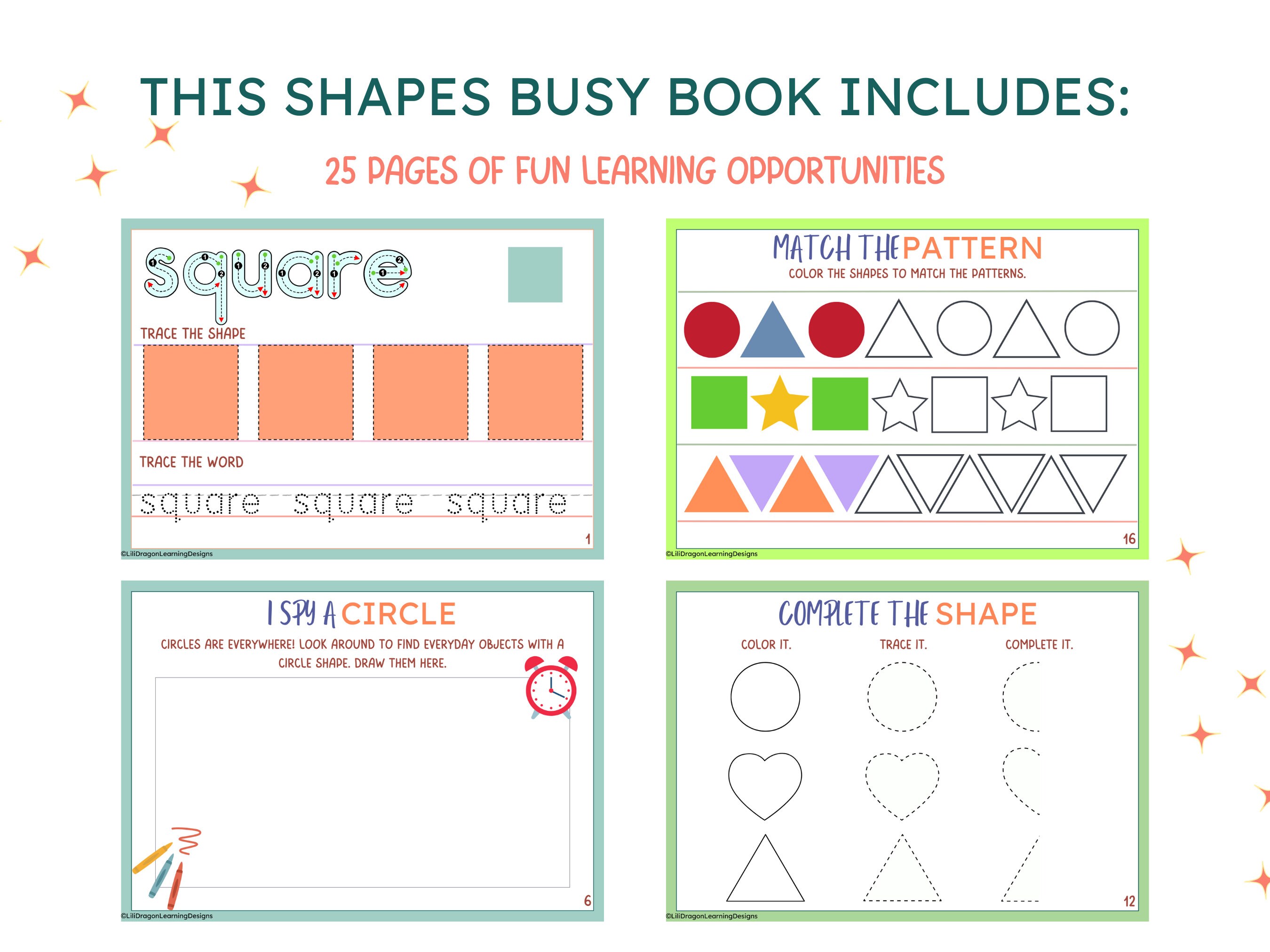 Shapes Printable Busy Book Shapes Learning Binder for Toddlers Shape ...