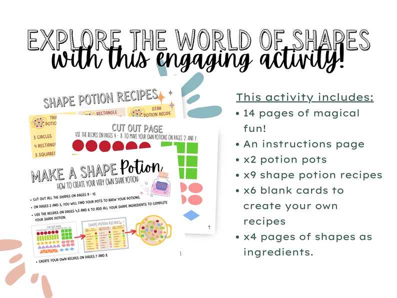 Shape Potion Activity: Sort and Match Shapes for Preschool and ...