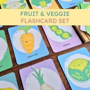 Kawaii Fruit & Vegetable Flashcard Printable Cute Food Cards for ...