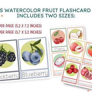 Printable Watercolor Fruit Flash Cards for Toddlers and Preschoolers ...