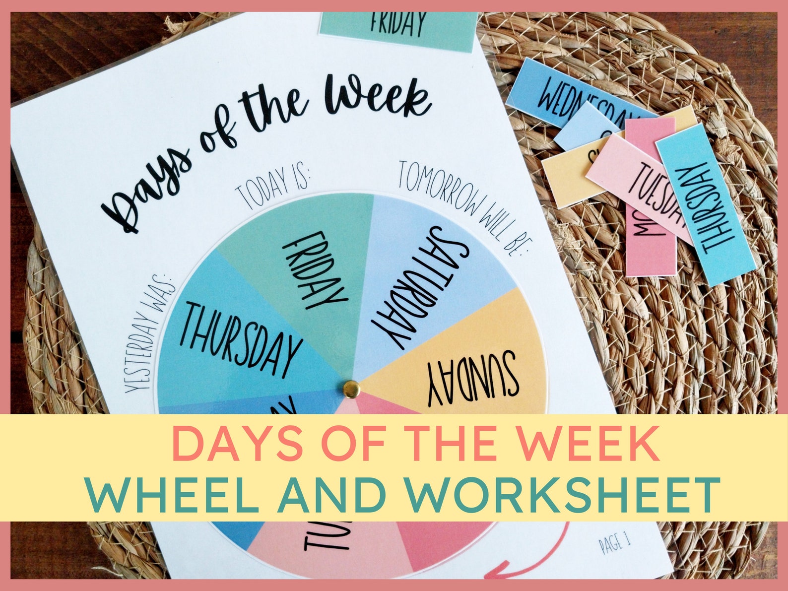 Days of the Week Wheel Printable for Preschool & Homeschool, Monday ...