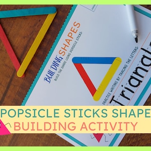 Shapes Popsicle Sticks Activity: Fine Motor Skills Worksheet (digital ...