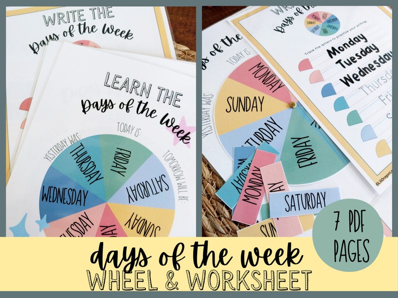 Days of the Week Wheel Printable for Preschool & Homeschool, Monday ...