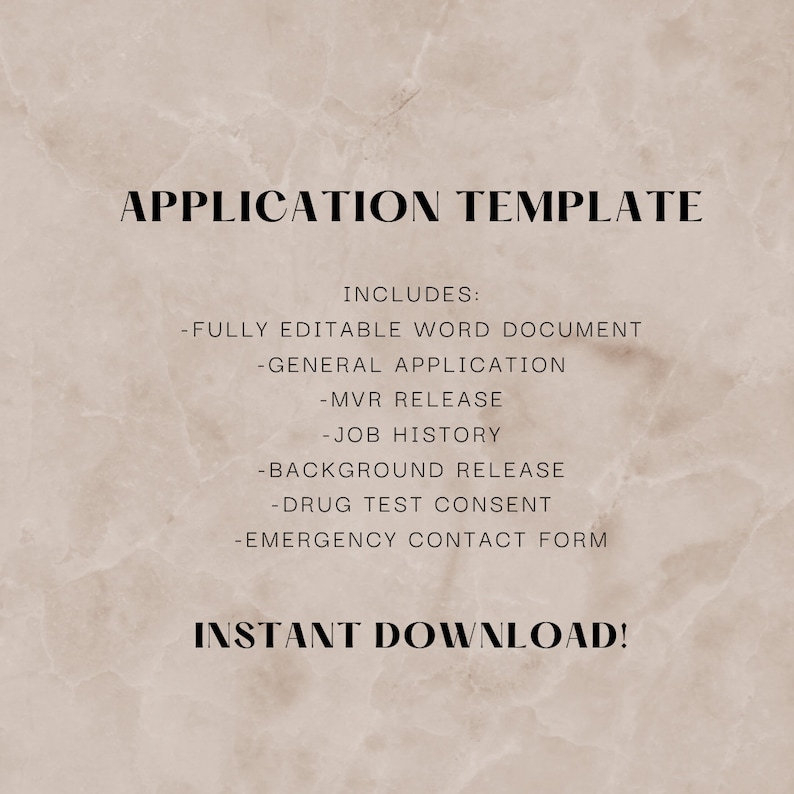 Employment Application Template. Background Release. Editable. Instant ...