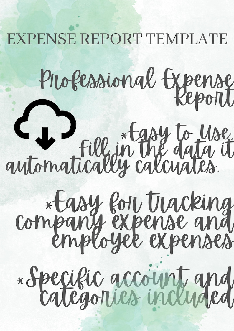 Expense Report Template-digital-excel-instant Download-professional ...