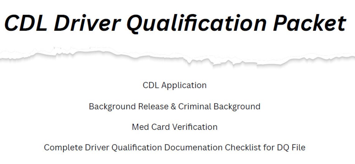CDL Driver Application and Checklist-complete Setup Packet - Etsy