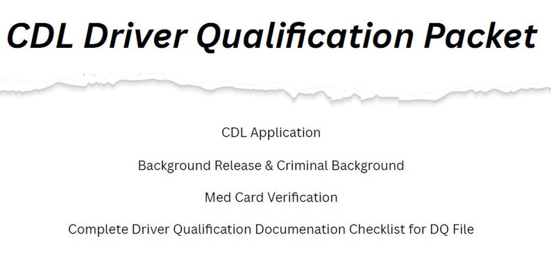 CDL Driver Application and Checklist-complete Setup Packet - Etsy