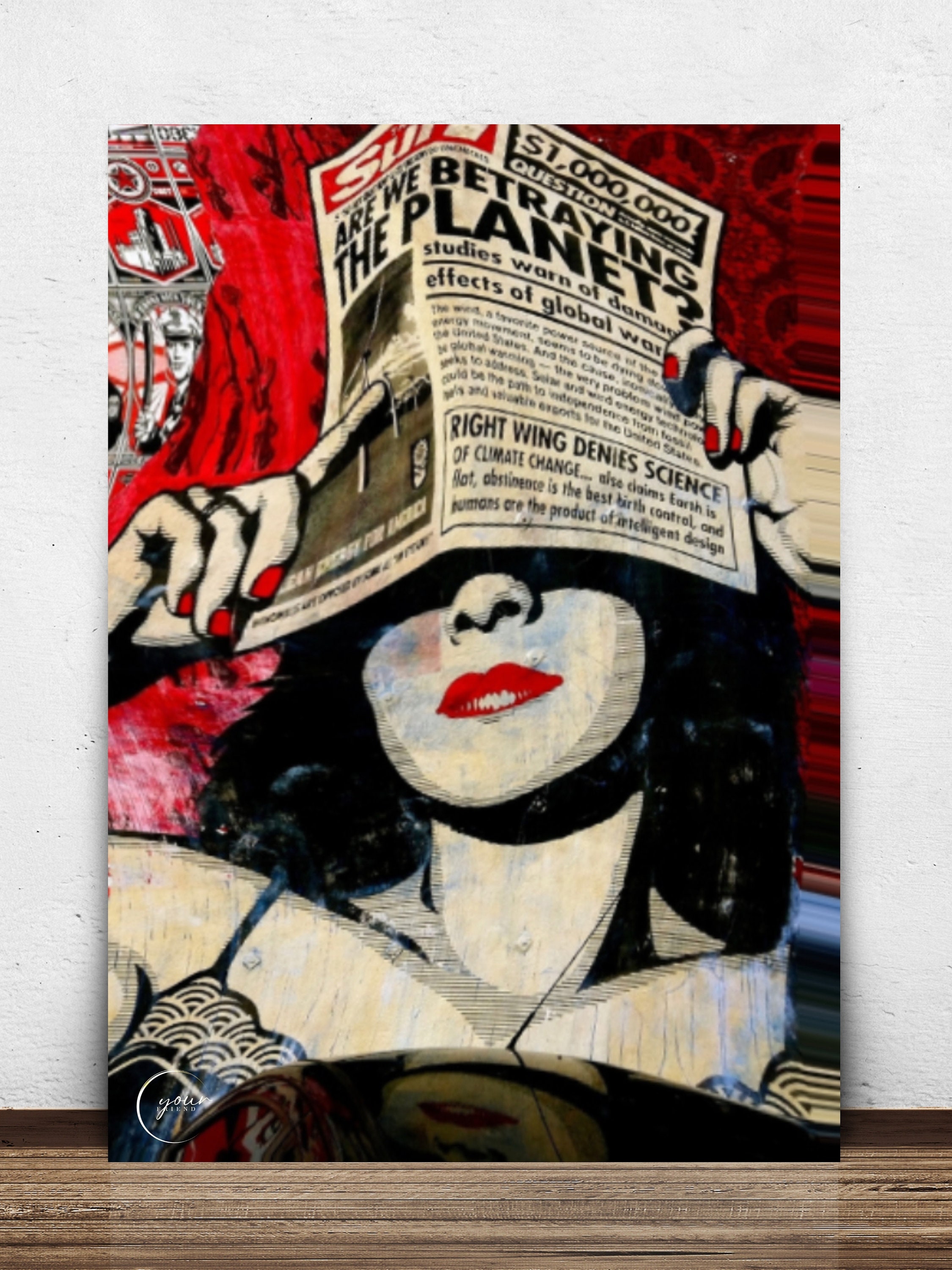 Woman Read Newspaper. Wall Digital Poster.download Printable Home ...