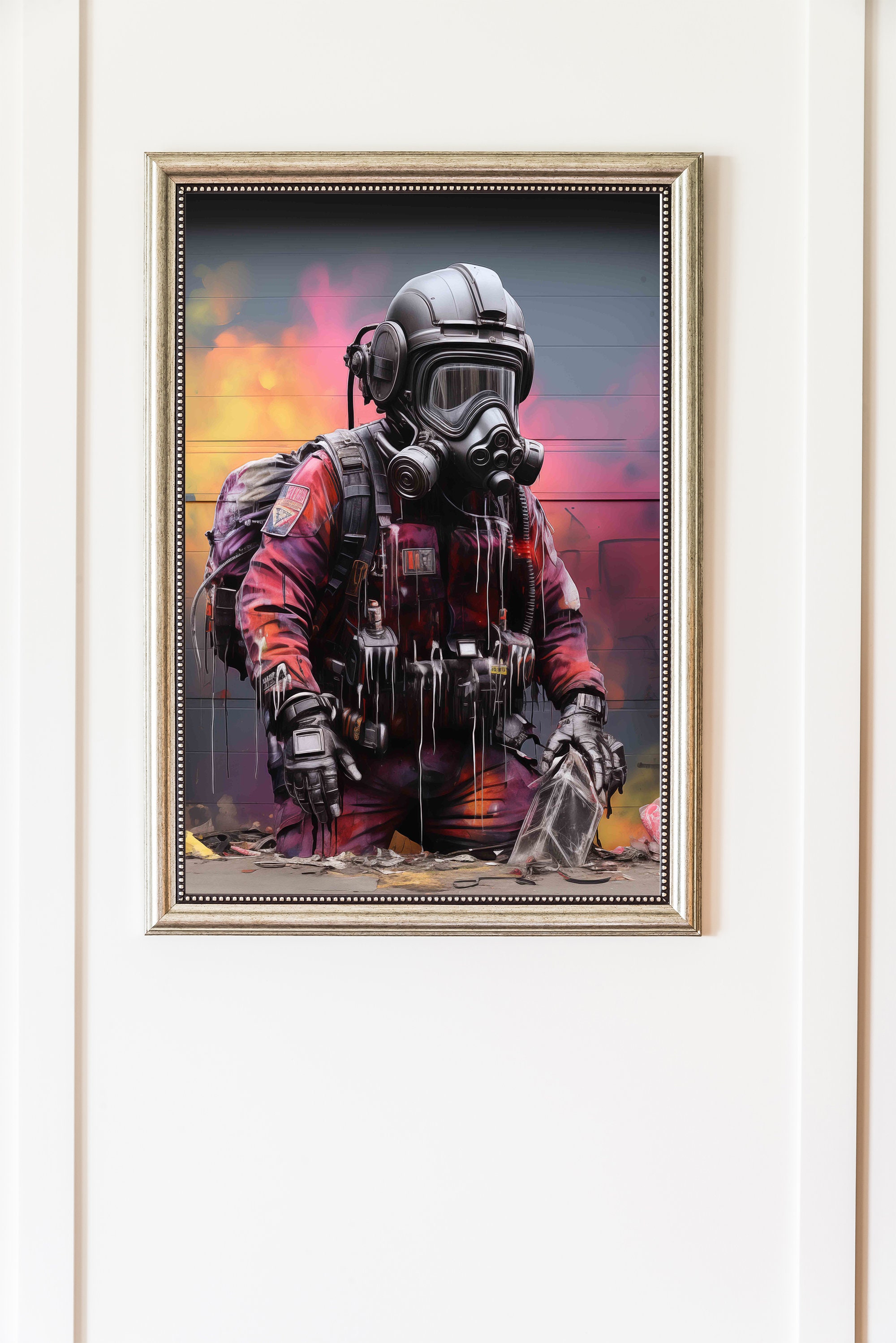 Firefighter Poster Firefighter Gift Wall Art Decor in Banksy Style ...