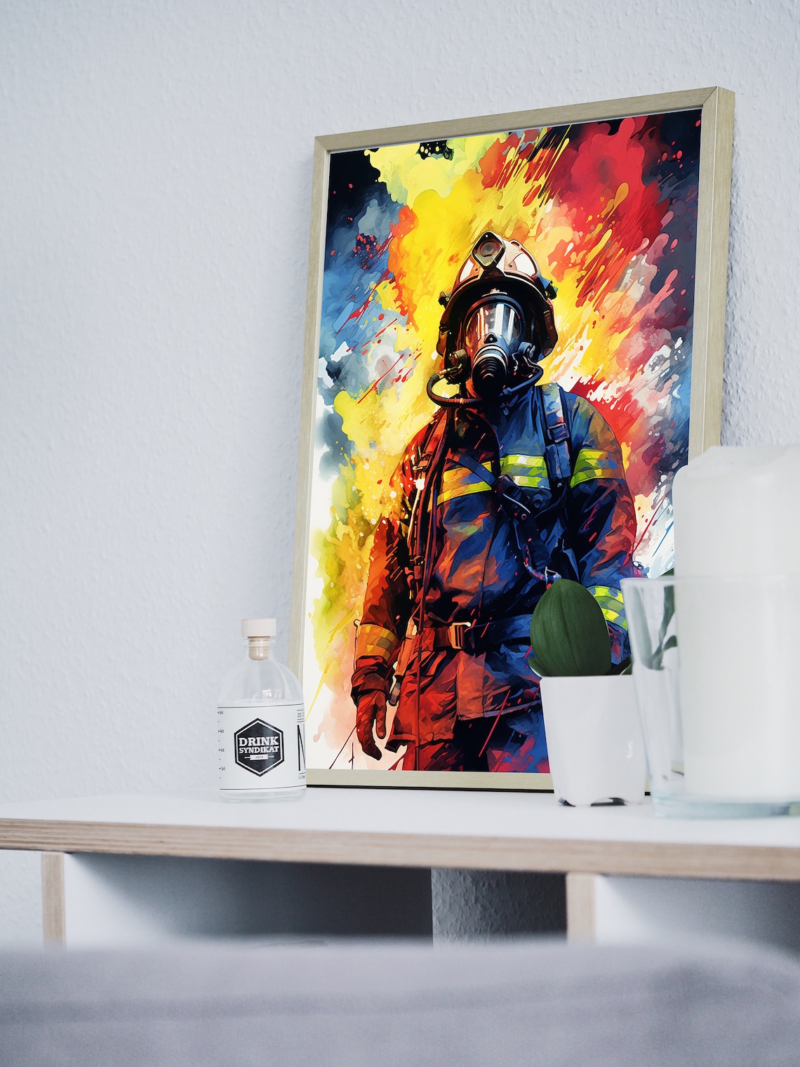 Firefighter Poster: Firefighter Gift, Watercolor Firefighter Art ...