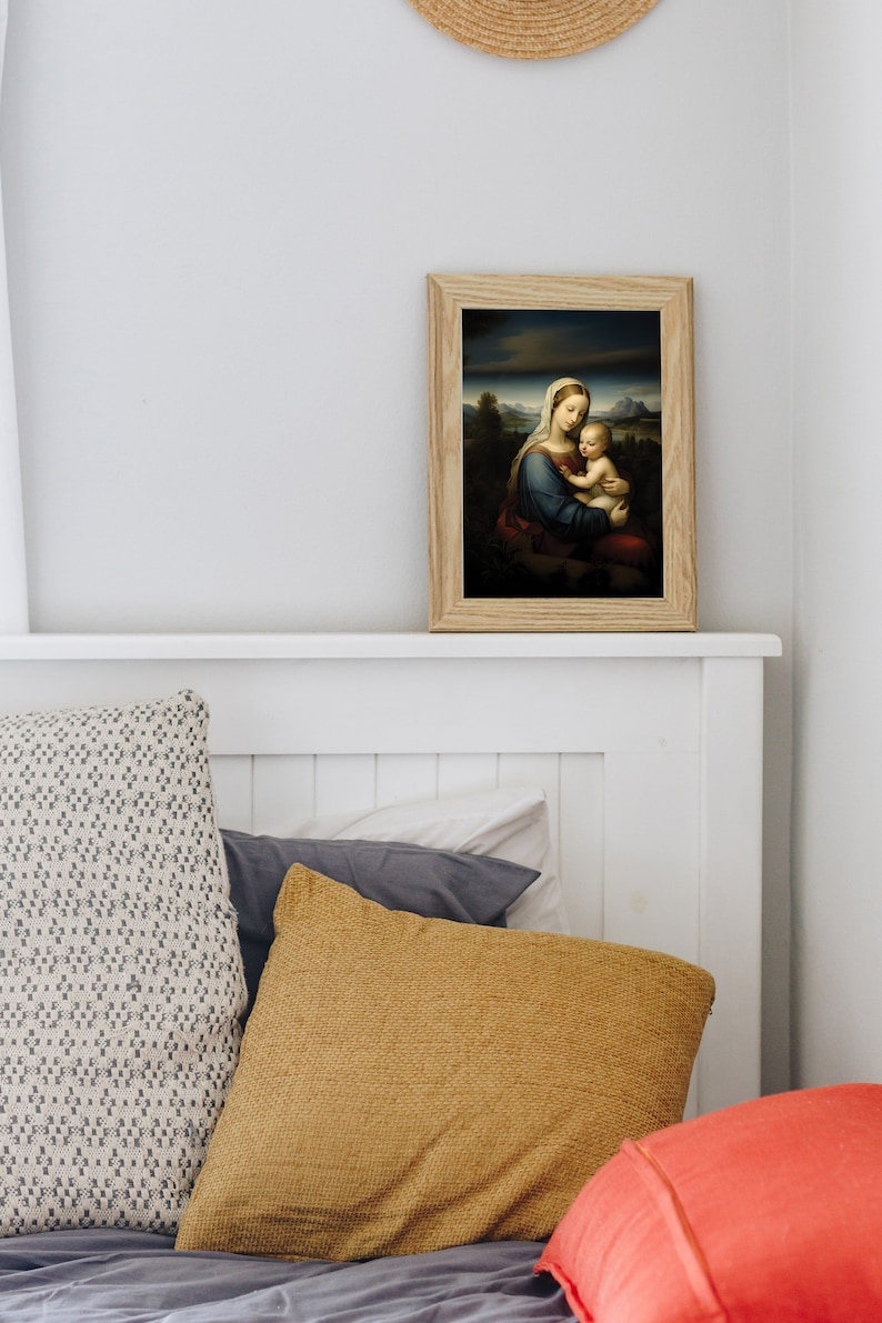 Sacred Print of Jesus and Blessed Mary, Catholic Art for Christmas ...